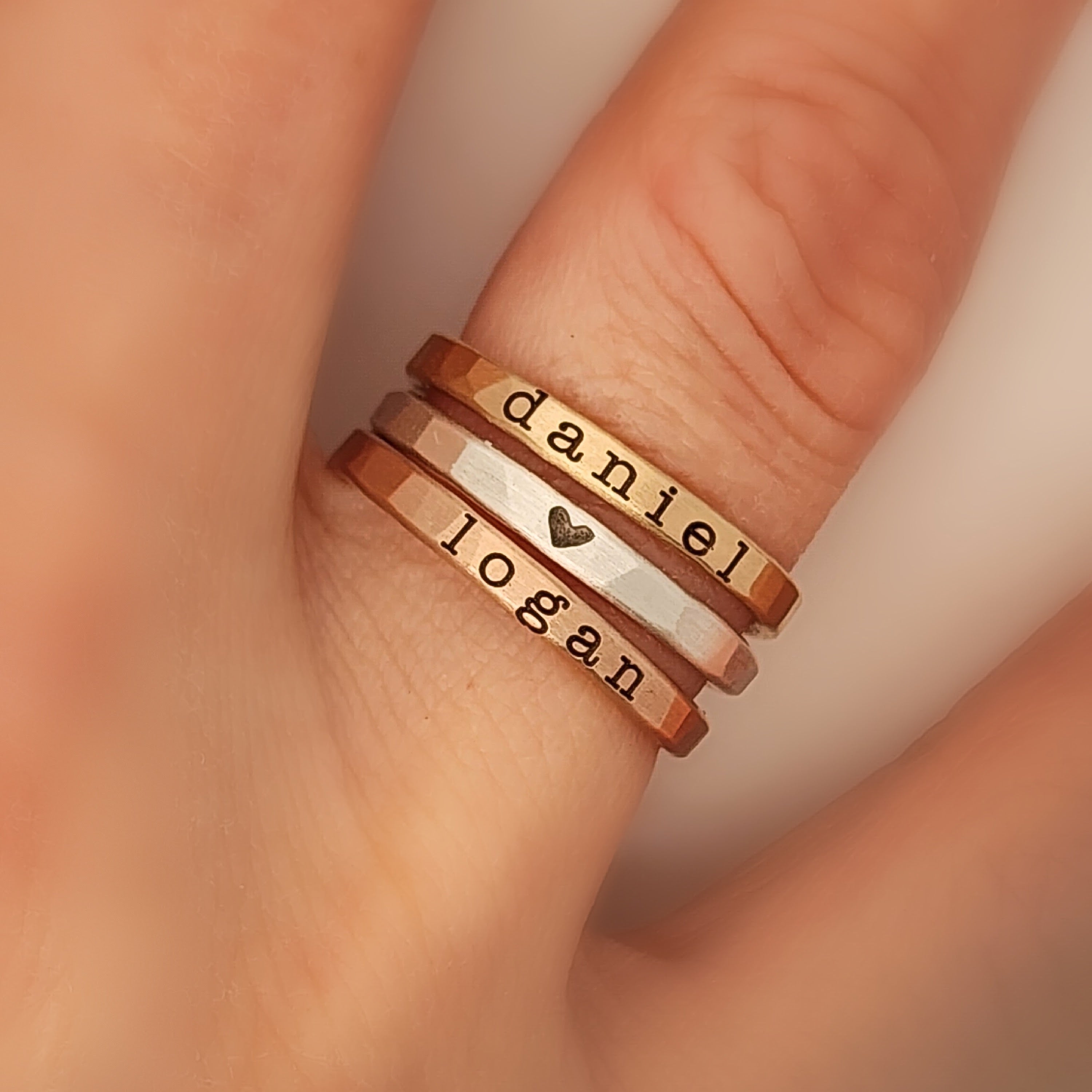 Stacking Name Rings | Stacked Rings with Names | Going Golden