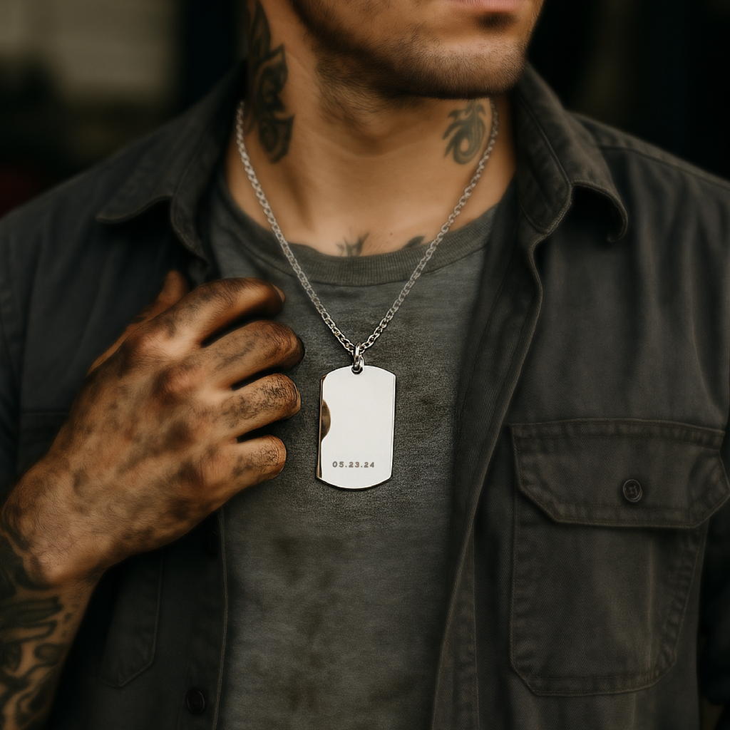 Men's Silver Dog Tag with Names – Going Golden