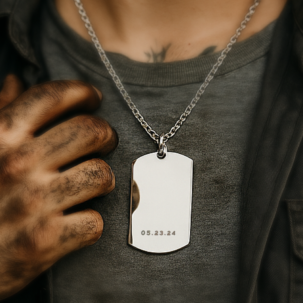 Men's Silver Dog Tag with Names – Going Golden