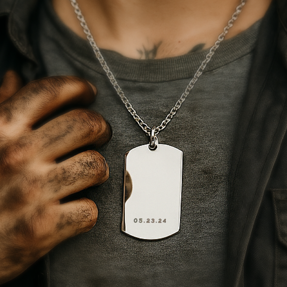 Men's Silver Dog Tag with Names – Going Golden