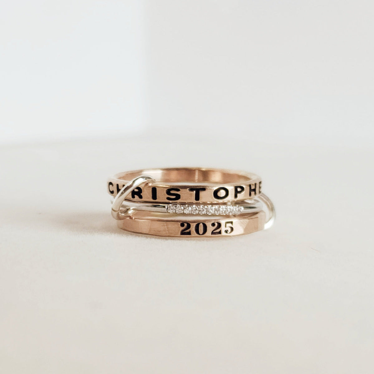 Milestone Mixed Metal Connected Ring for Special Achievements