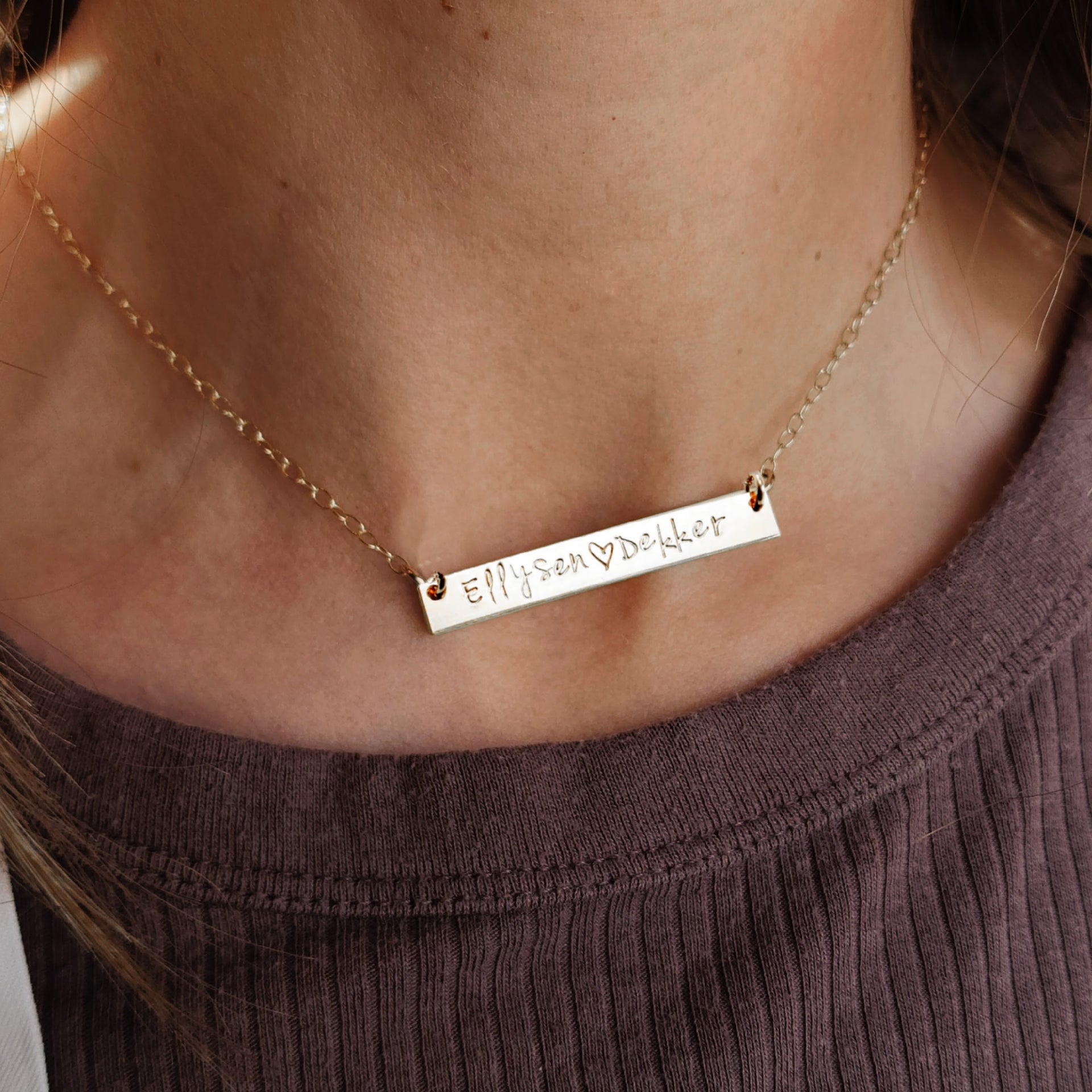 personalized gold bar necklace: Gift for Mom’s Day – Going Golden