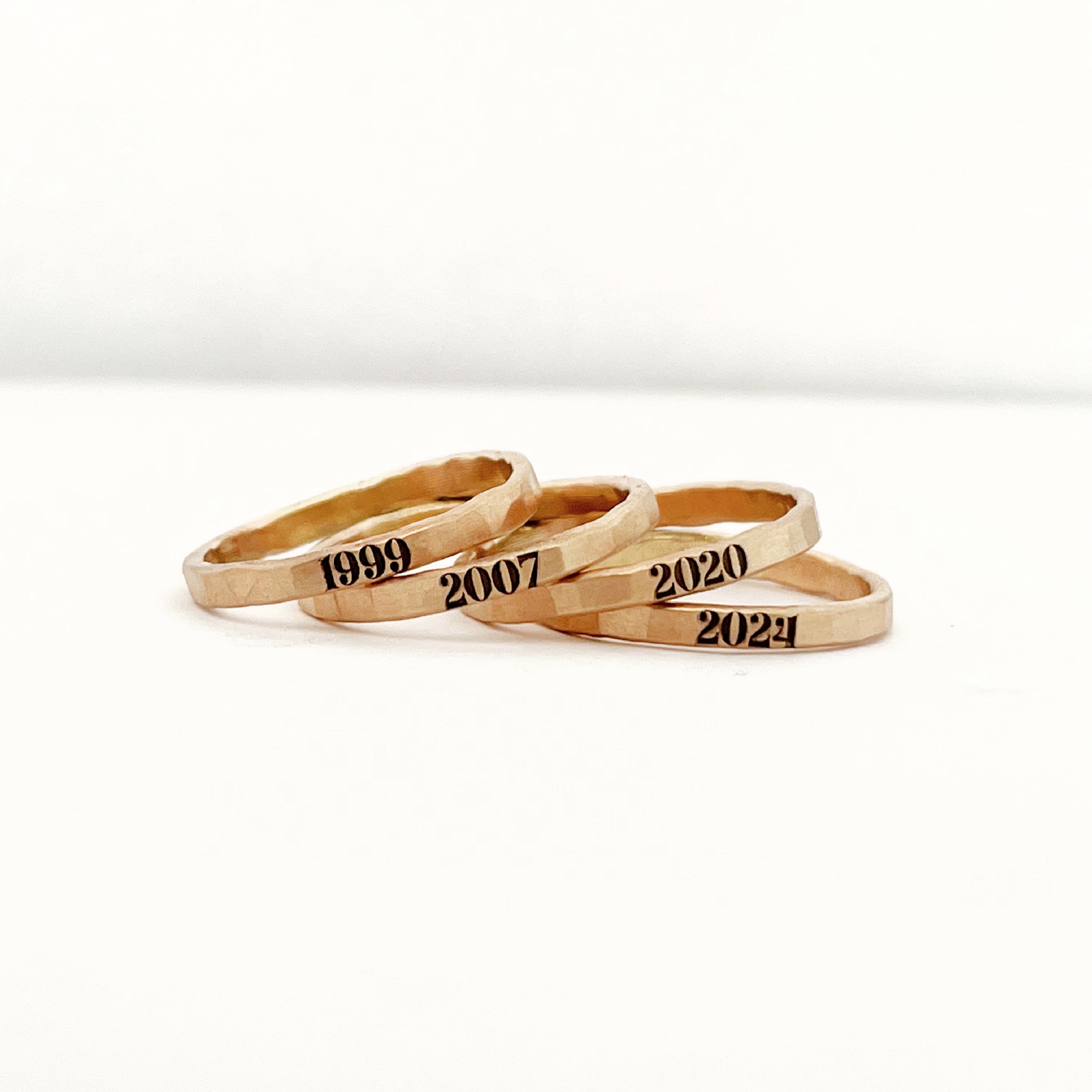 Stacking Ring Set with Year and Birthstone | Going Golden