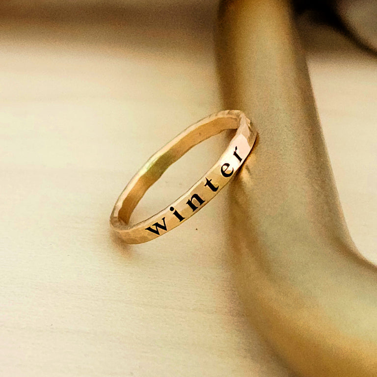 Serif Font Personalized Stacking Ring For Women | Going Golden