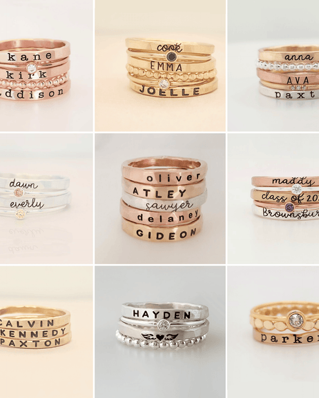 Going Golden Rings | Stackable Name Rings | Stacking Name Rings