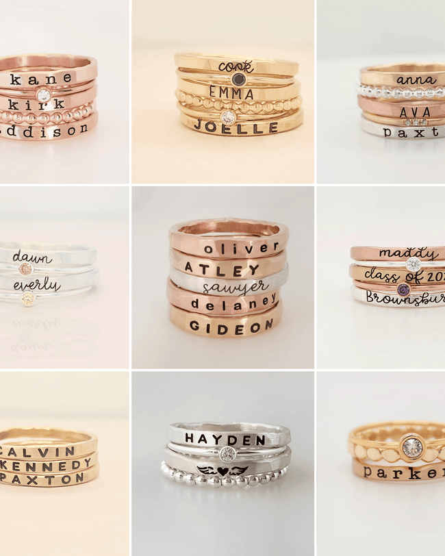 Going Golden Rings | Stackable Name Rings | Stacking Name Rings