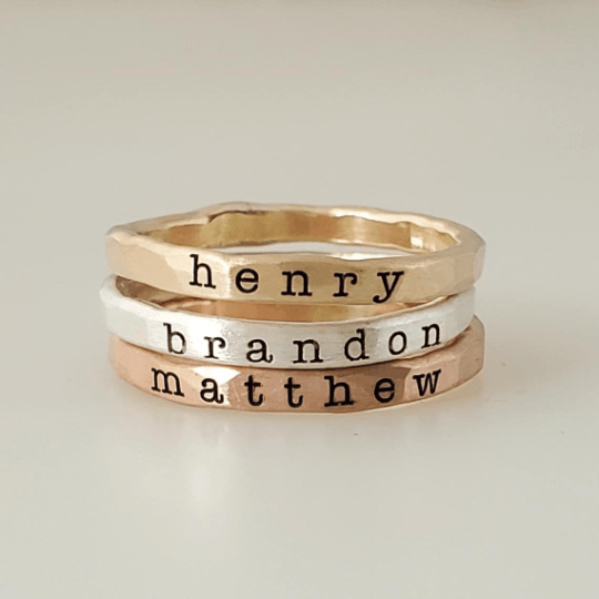 Stacking Name Rings | Stacked Rings with Names | Going Golden