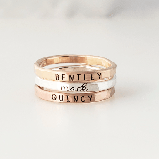 Name Ring Stacking Set | Stackable Name Rings | Rings with Names and ...